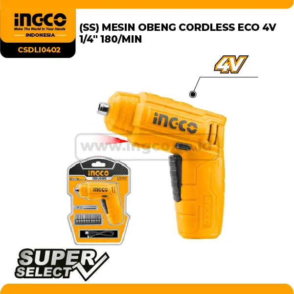 (SS) MESIN OBENG CORDLESS ECO 4V 1/4" 180/MIN