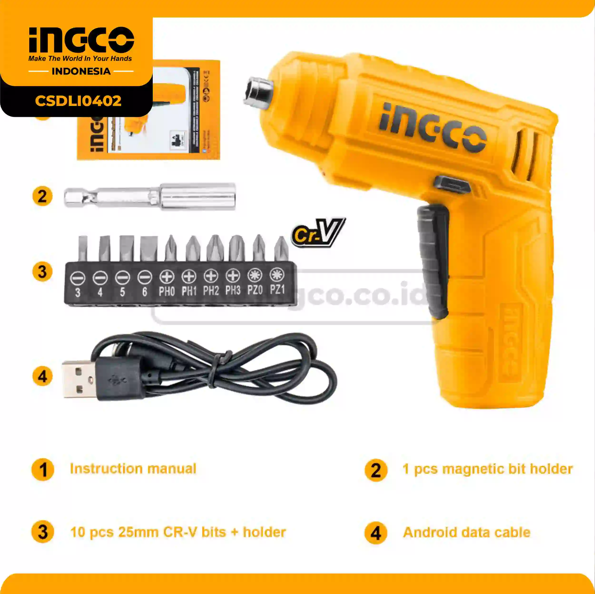 (SS) MESIN OBENG CORDLESS ECO 4V 1/4" 180/MIN